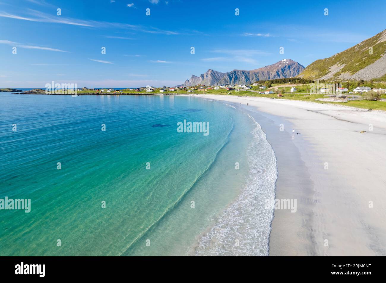 The beautiful beach of Ramberg in the lofoten islands during a warm ...