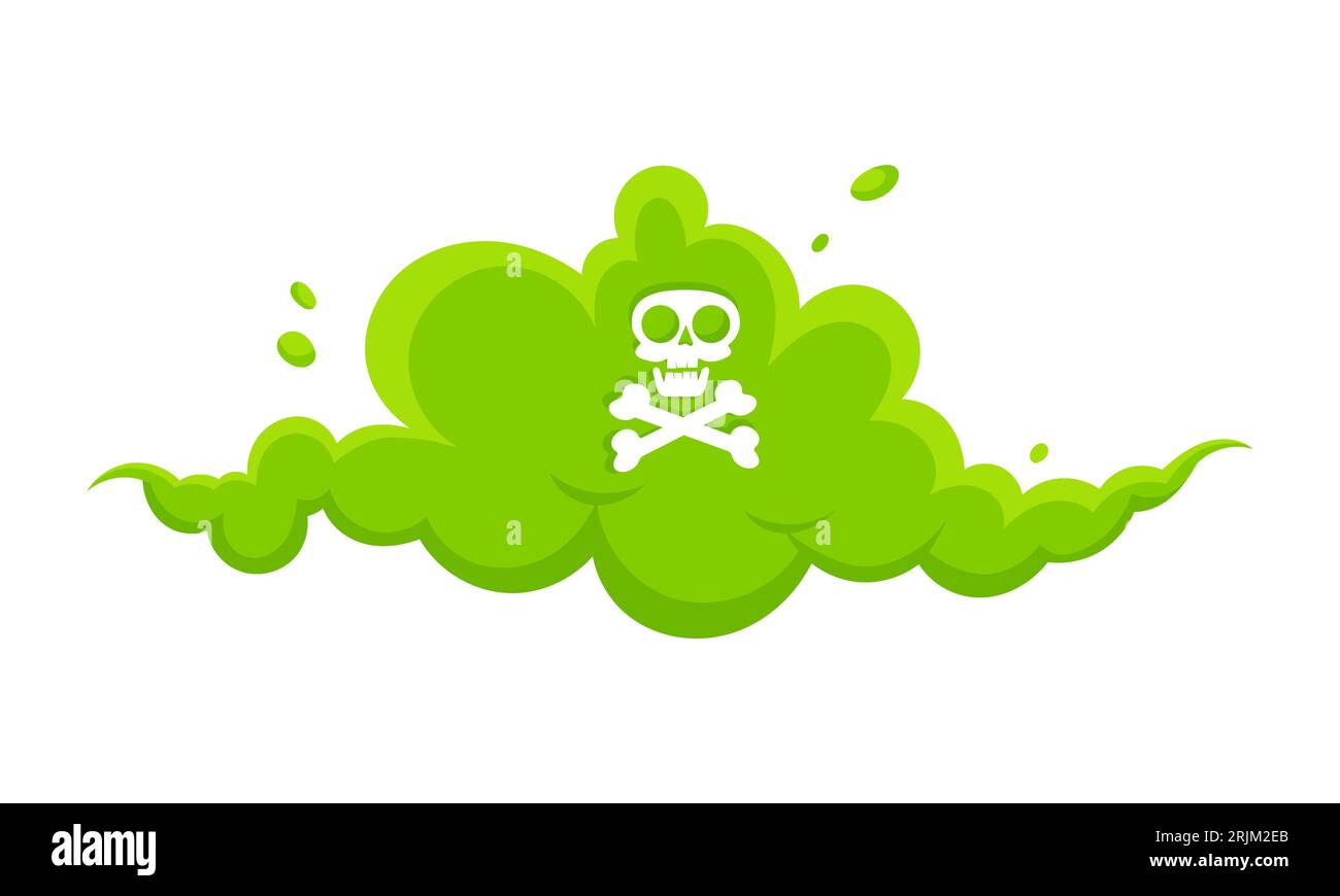 Smelling green cartoon smoke or fart clouds flat style design vector ...