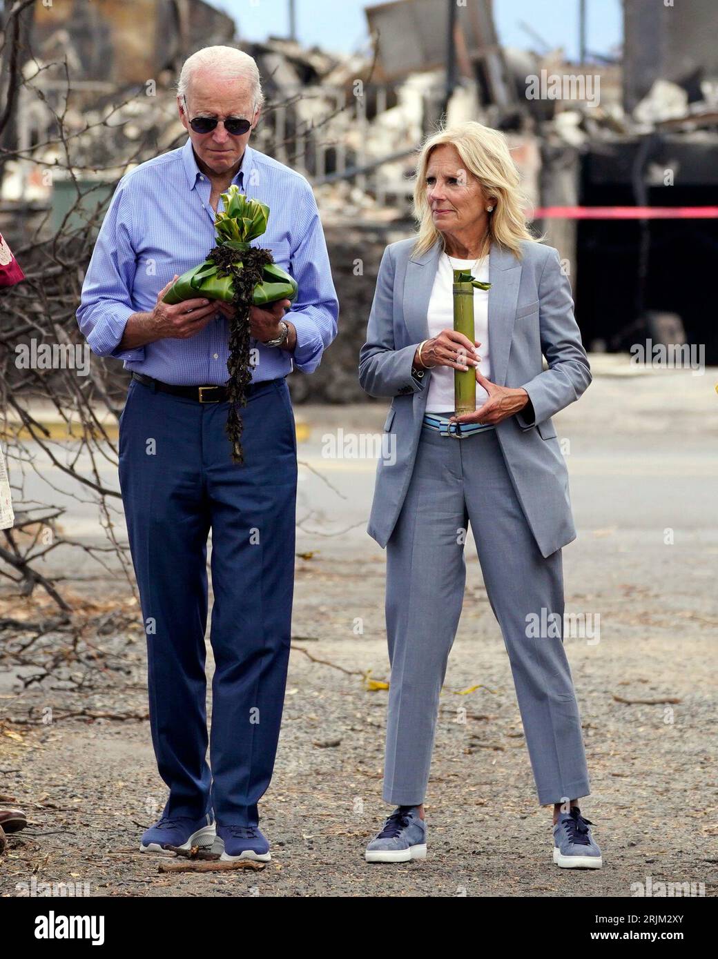 President Joe Biden and first lady Jill Biden participate in a blessing ...