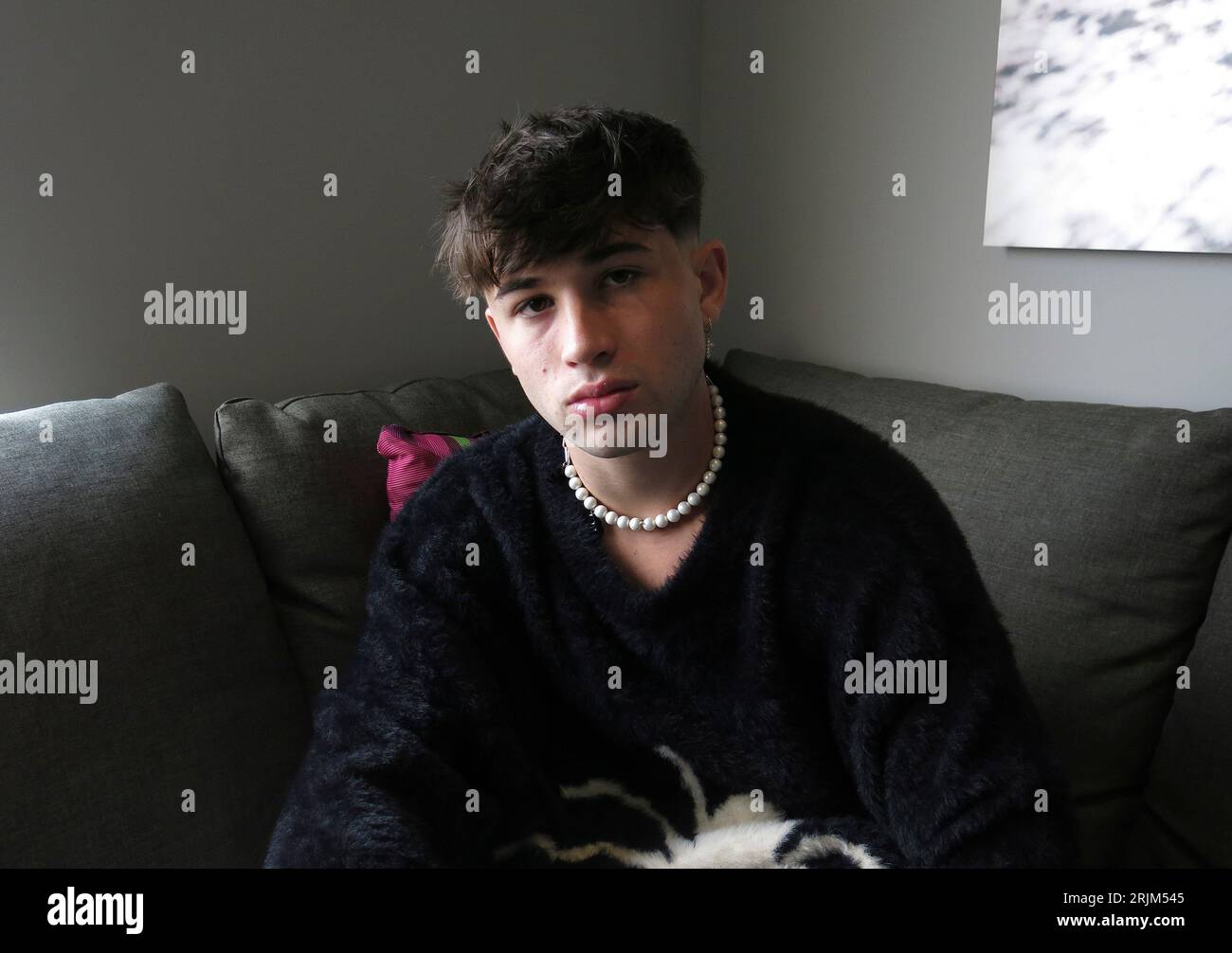 Puerto Rican musician Jotaerre poses during an interview in Mexico City ...