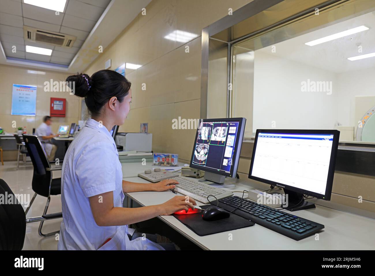 Luannan County - September 5, 2018: A woman doctor is monitoring a ...
