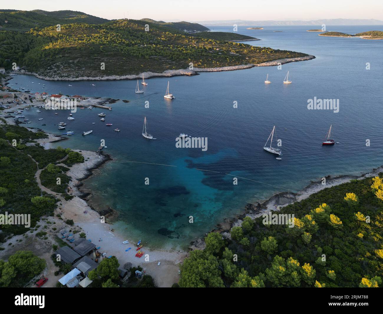 at sunset Vis Island, in Italian Lissa, island of Croatia in the ...