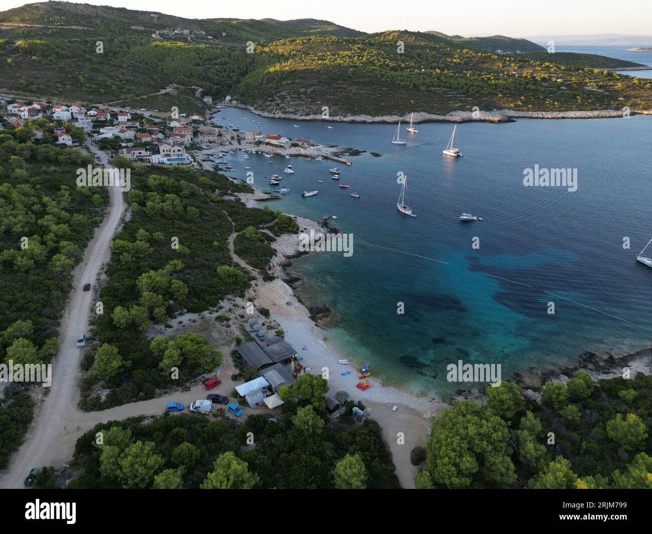 at sunset Vis Island, in Italian Lissa, island of Croatia in the ...