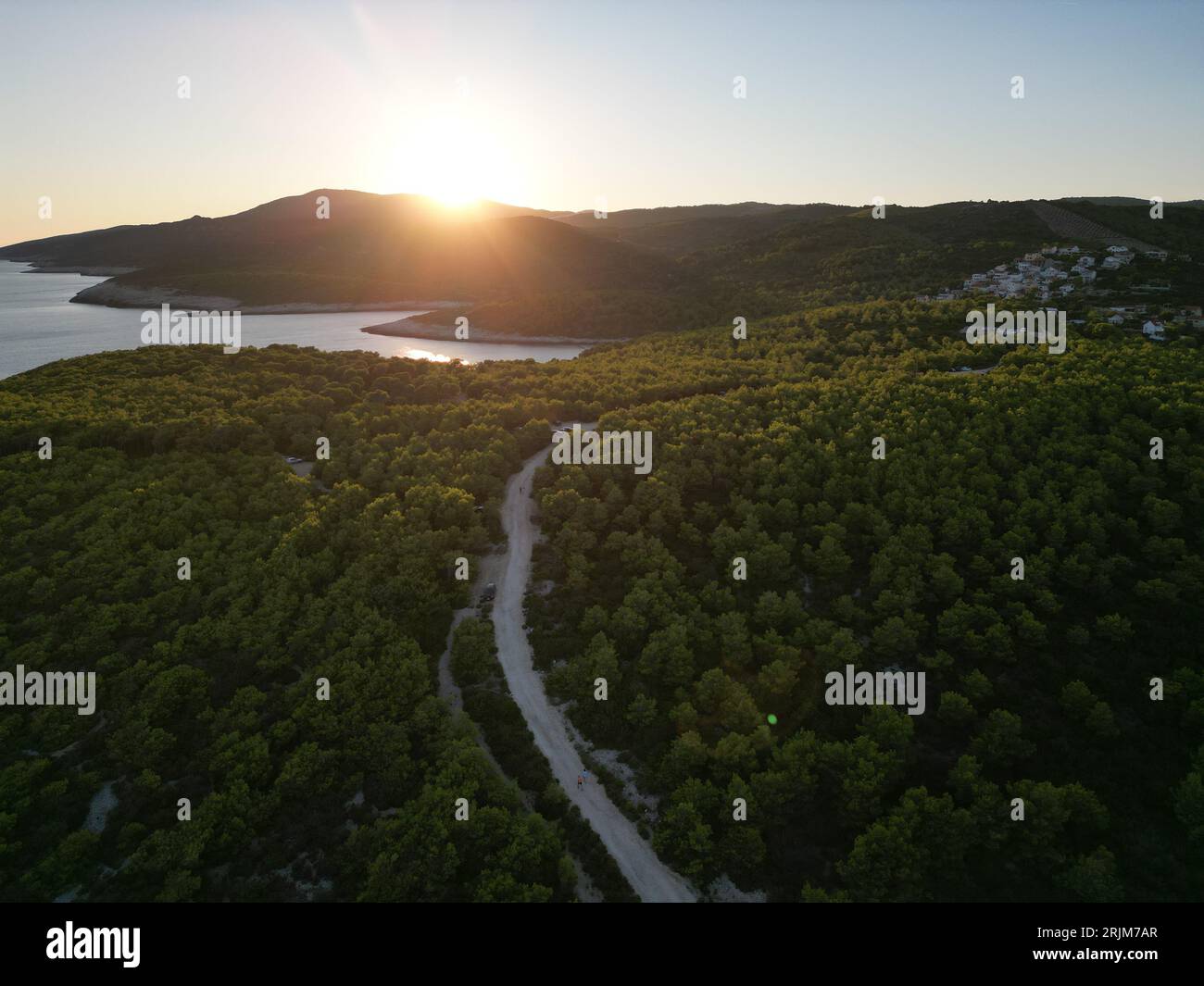 at sunset Vis Island, in Italian Lissa, island of Croatia in the ...