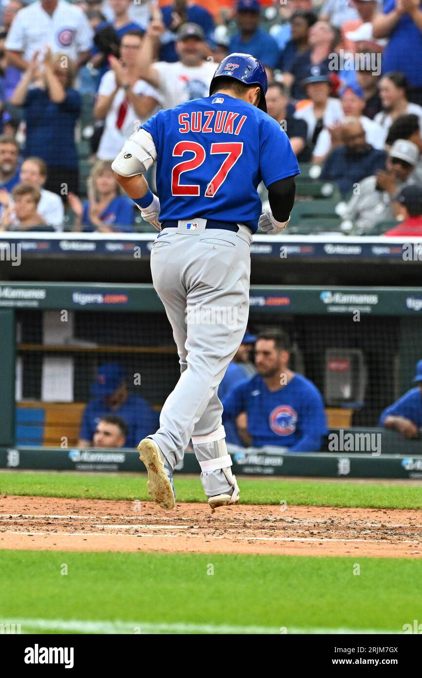 DETROIT, MI - AUGUST 21: Chicago Cubs right fielder Seiya Suzuki (27 ...