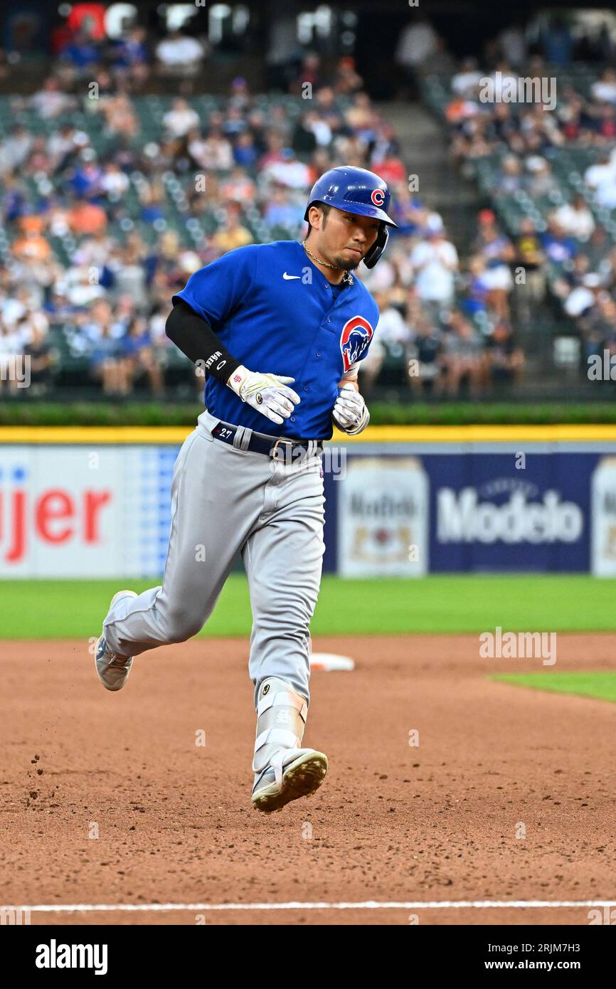 DETROIT, MI - AUGUST 21: Chicago Cubs right fielder Seiya Suzuki (27 ...