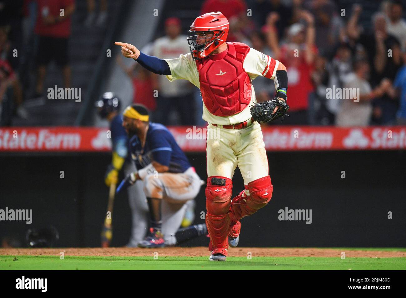 ANAHEIM, CA - AUGUST 18: Los Angeles Angels catcher Logan O'Hoppe (14 ...