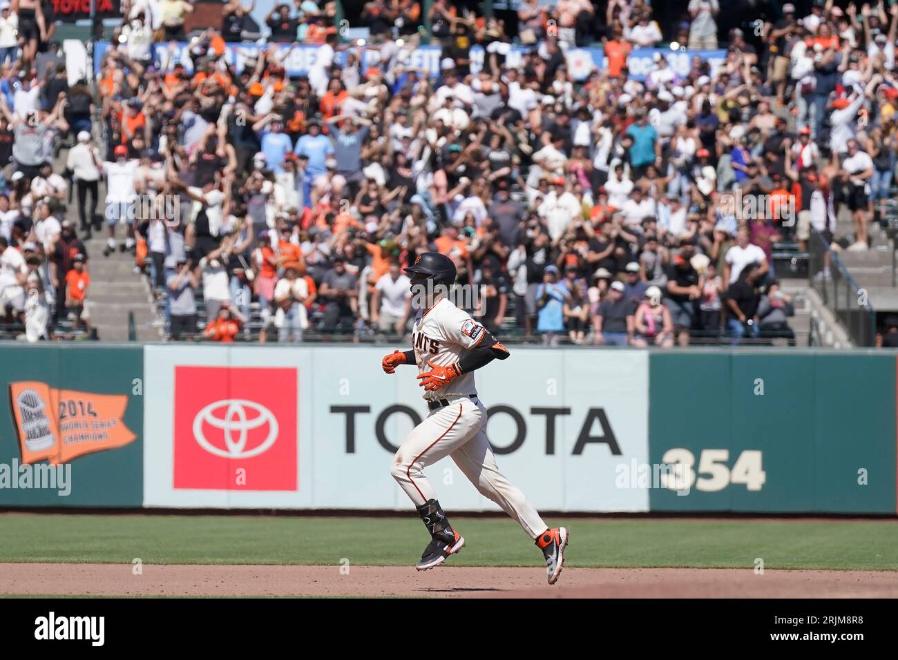 San Francisco Giants' Patrick Bailey rounds the bases after hitting a ...
