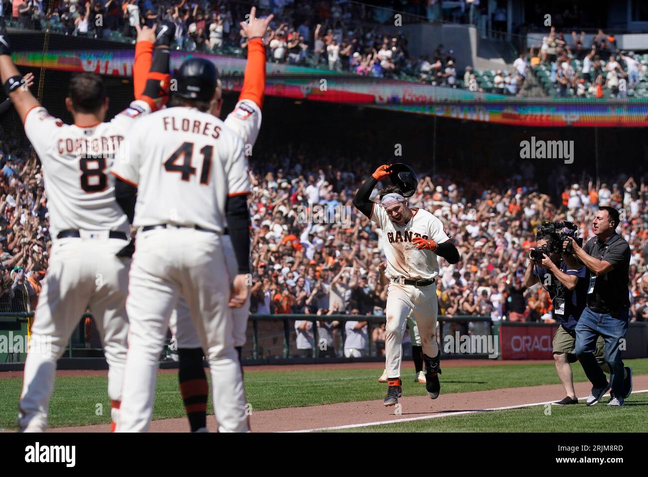 San Francisco Giants' Patrick Bailey celebrates after hitting a two-run ...