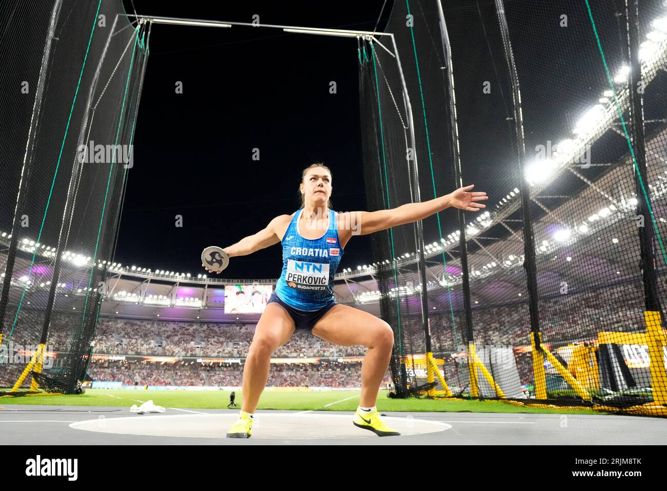 Sandra Perkovic, of Croatia , makes an attempt in the Women's discus ...