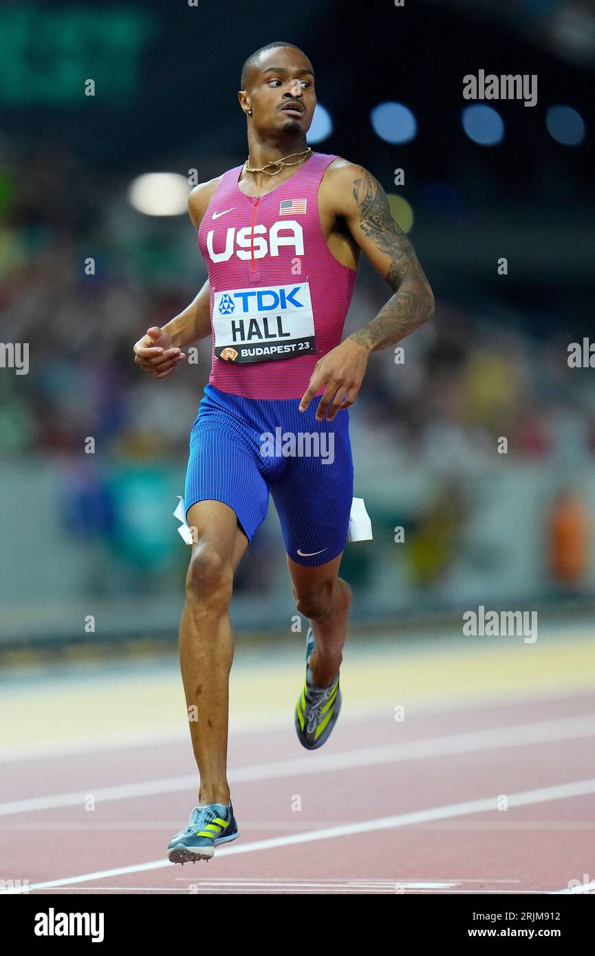 Quincy Hall, of the United States races in a Men's 400-meters semifinal ...