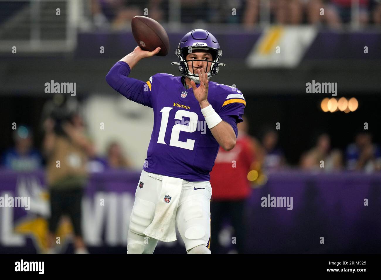 Minnesota Vikings quarterback Nick Mullens throws a pass during the ...