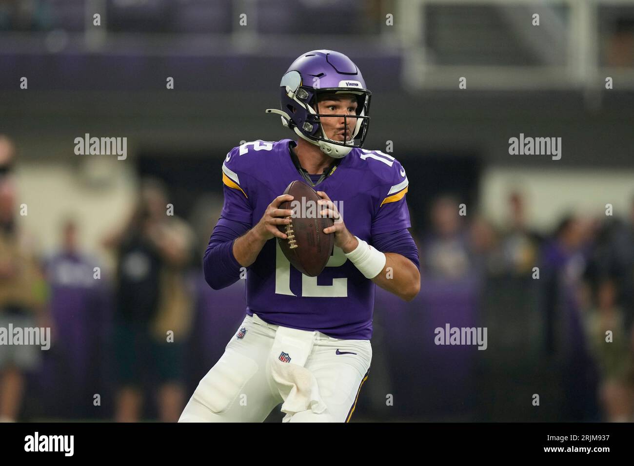 Minnesota Vikings quarterback Nick Mullens looks to pass during the ...