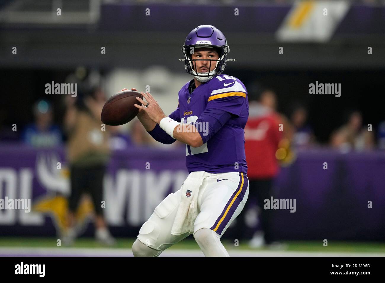 Minnesota Vikings quarterback Nick Mullens throws a pass during the ...