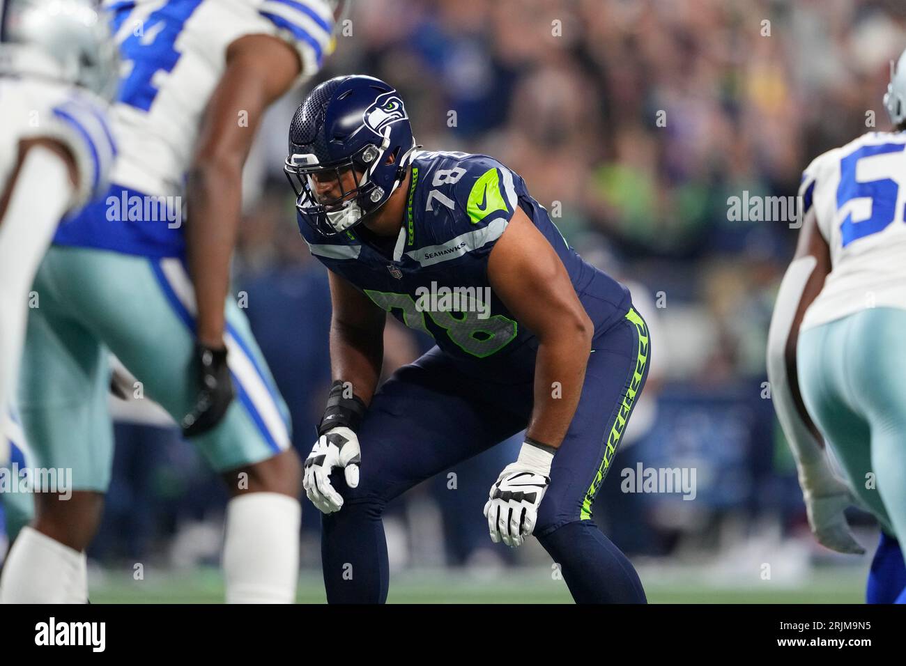 Seattle Seahawks offensive tackle Stone Forsythe (78) during a ...