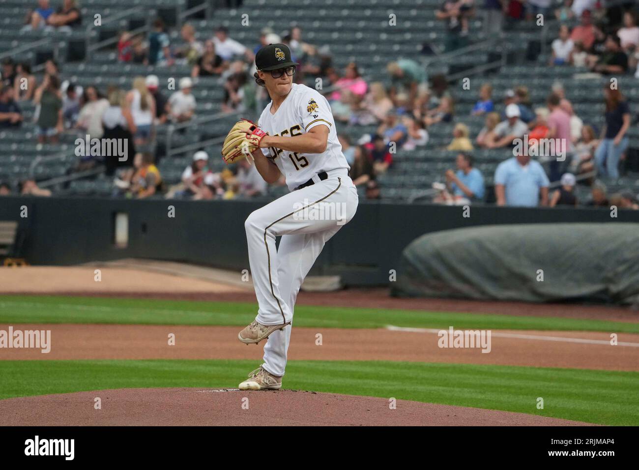 August 19 2023: Salt Lake pitcher J.D. Hammer (15) throws a pitch ...