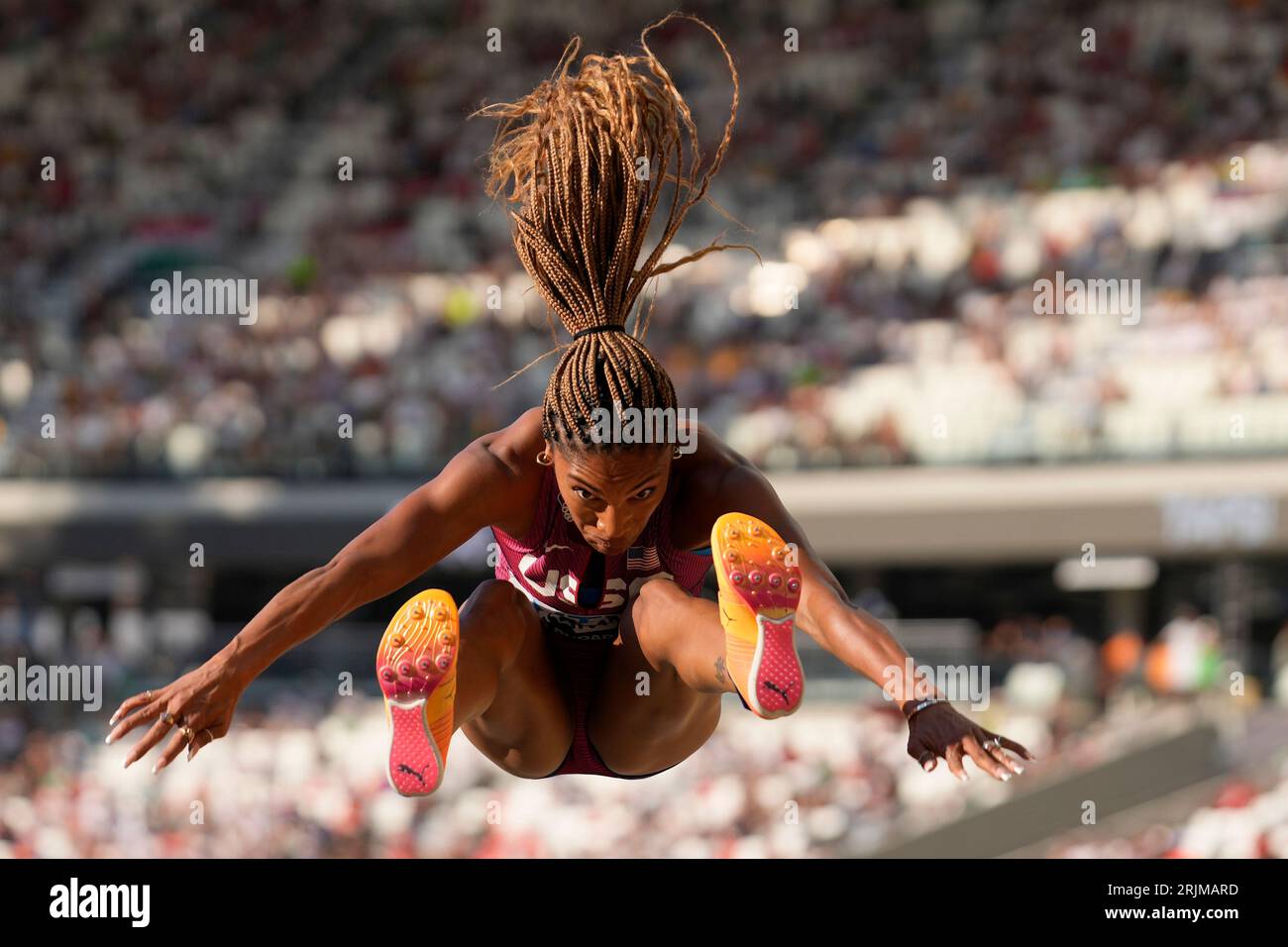Tara Davis-Woodhall, of the United States, makes an attempt in the ...