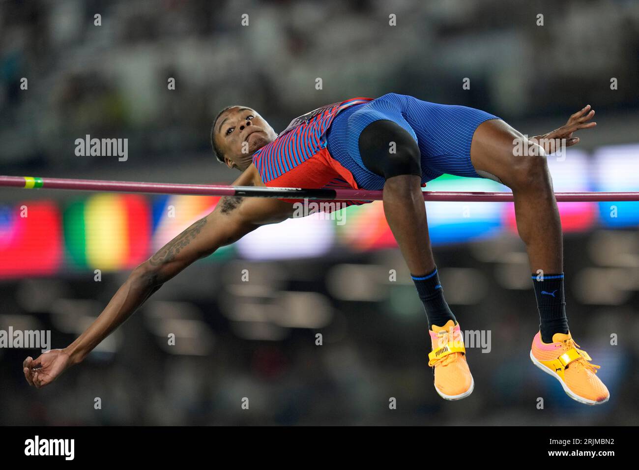 Juvaughn Harrison, of the United States, makes an attempt in the Men's ...