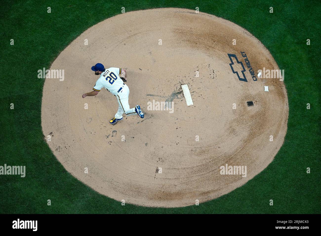 Milwaukee Brewers starting pitcher Wade Miley throws during the first ...