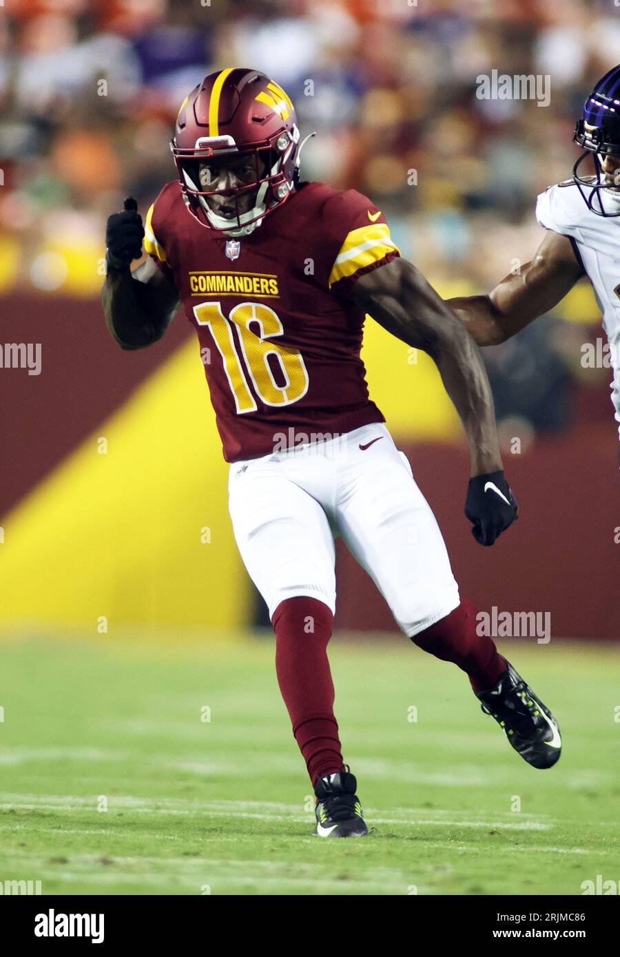Washington Commanders wide receiver Byron Pringle (16) runs during an ...