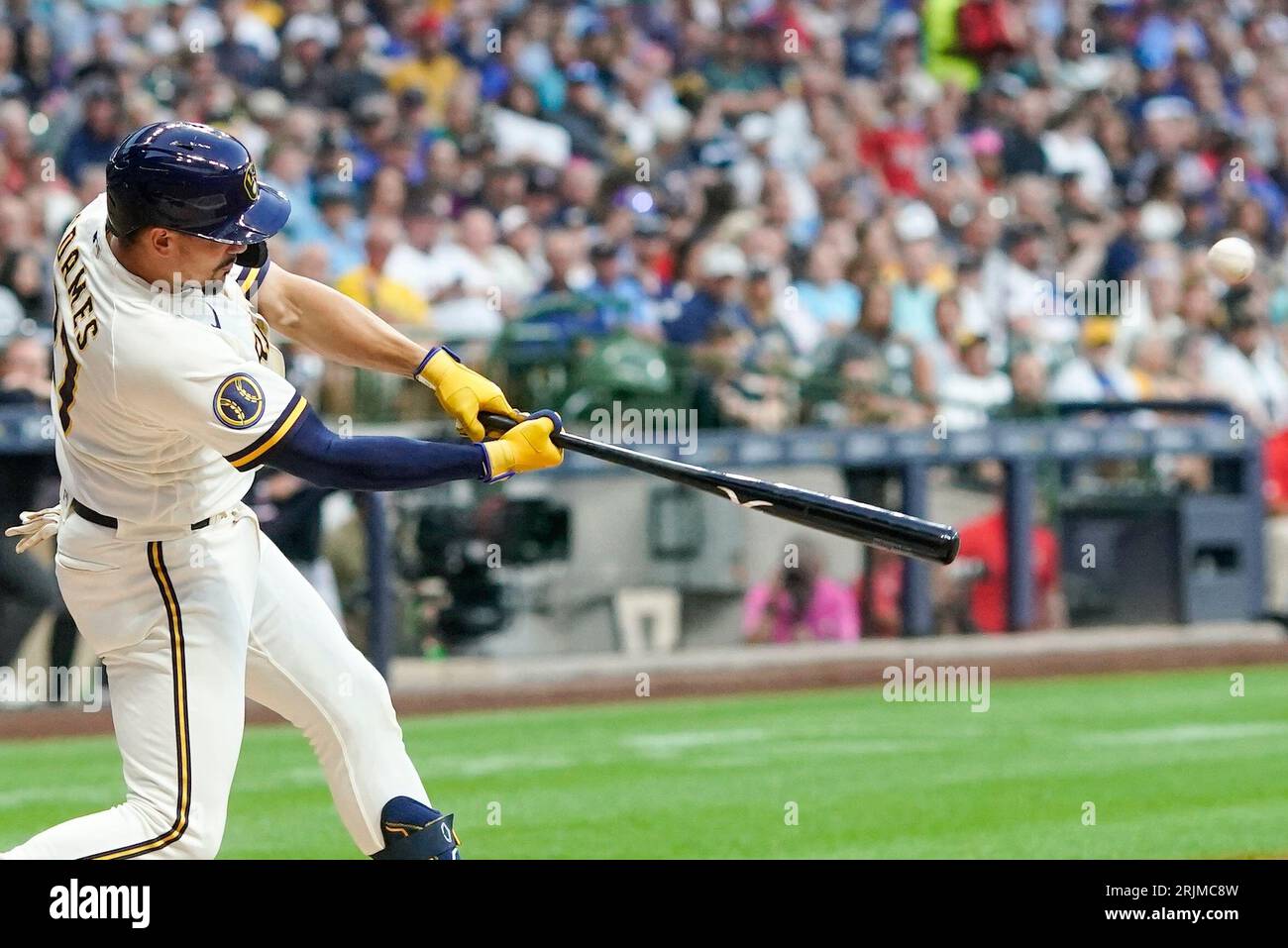Milwaukee Brewers' Willy Adames hits a two-run home run during the ...