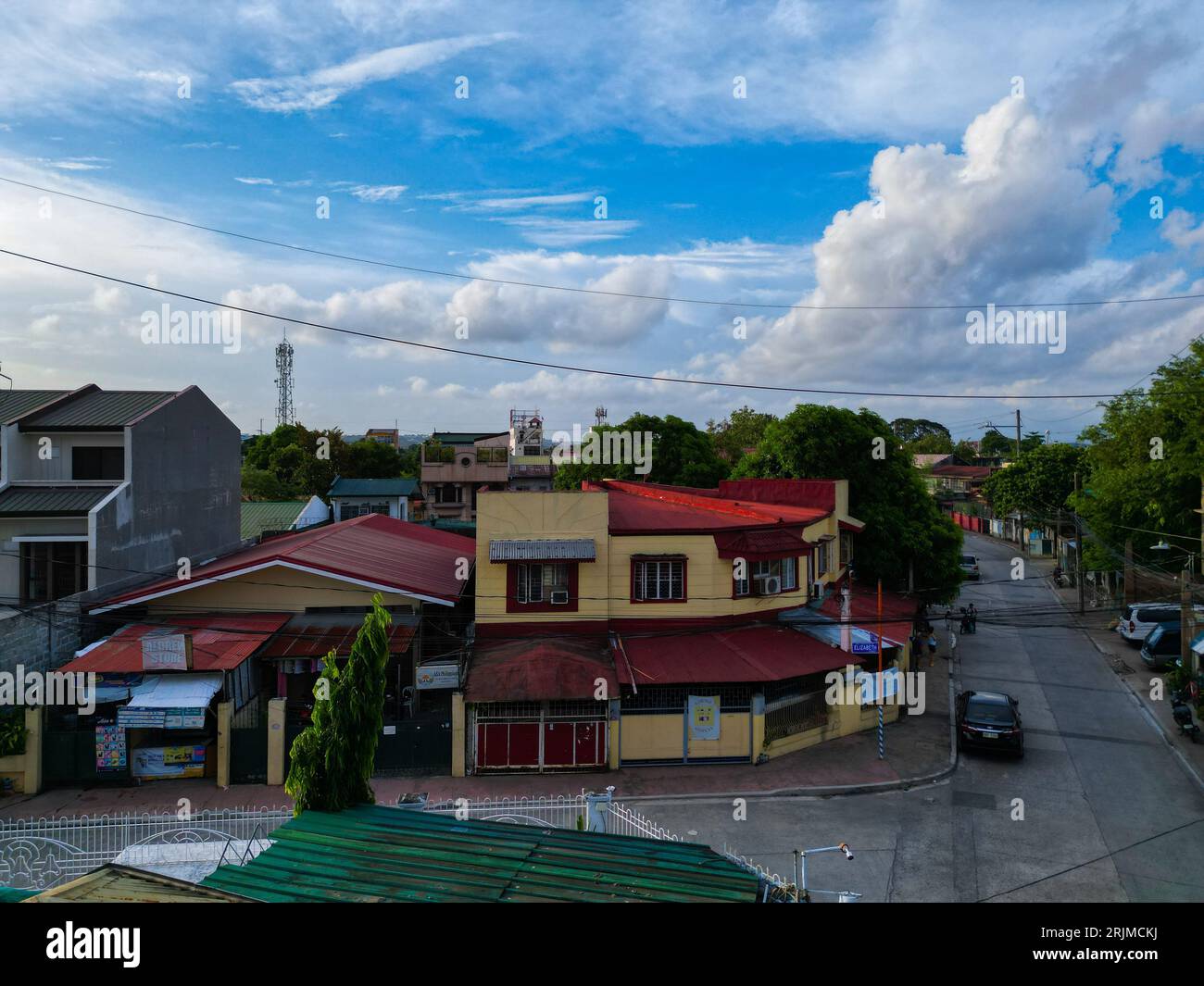 A scenic view of an urban neighborhood street in Marikina, Philippines ...