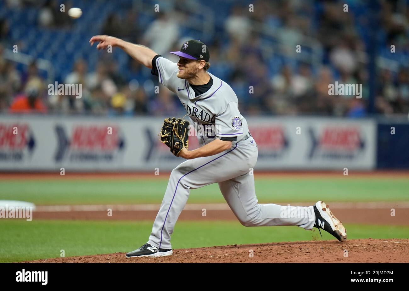 Colorado Rockies relief pitcher Matt Koch against the Tampa Bay Rays ...