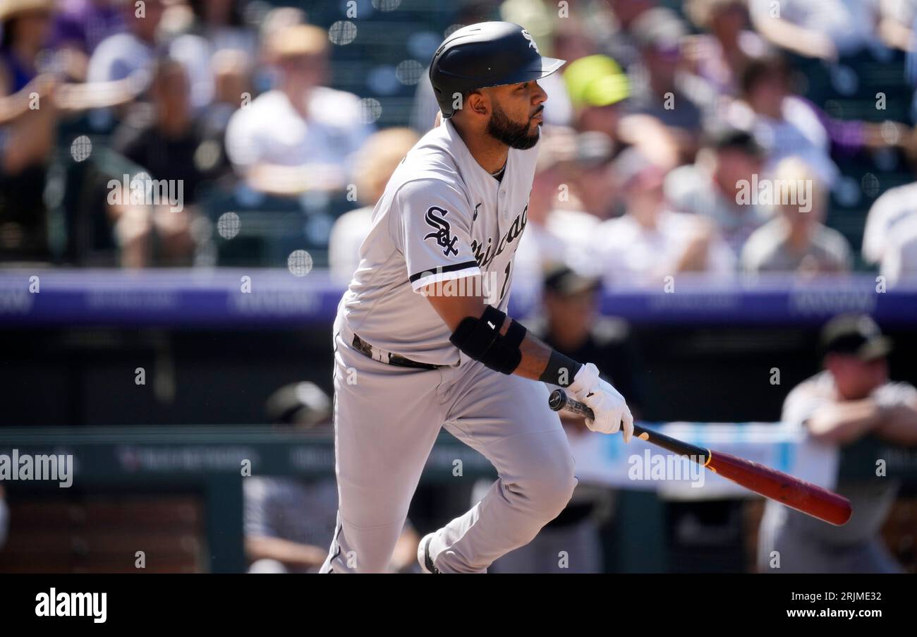 Chicago White Sox shortstop Elvis Andrus (1) in the fifth inning of a ...