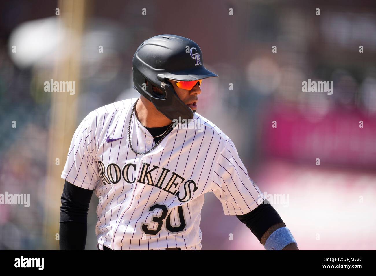 Colorado Rockies second baseman Harold Castro (30) in the fifth inning ...