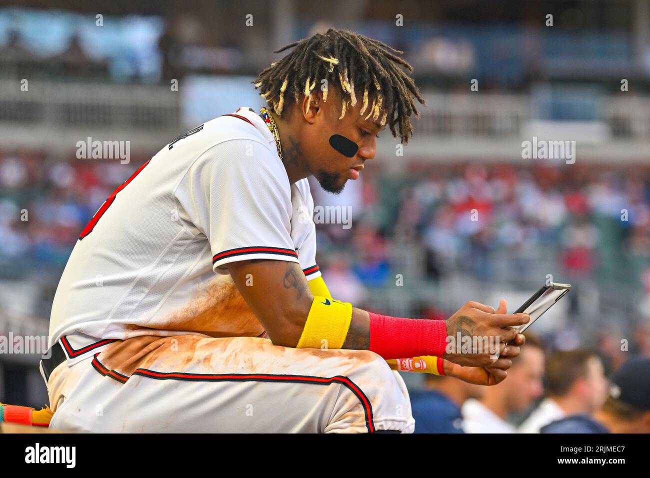 ATLANTA, GA – AUGUST 22: Atlanta right fielder Ronald Acuna Jr. (13 ...