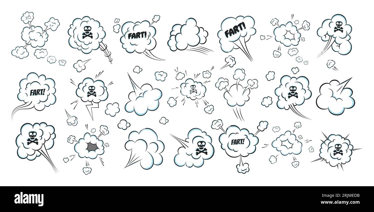 Smelling pop art comic book cartoon fart cloud flat style design vector ...