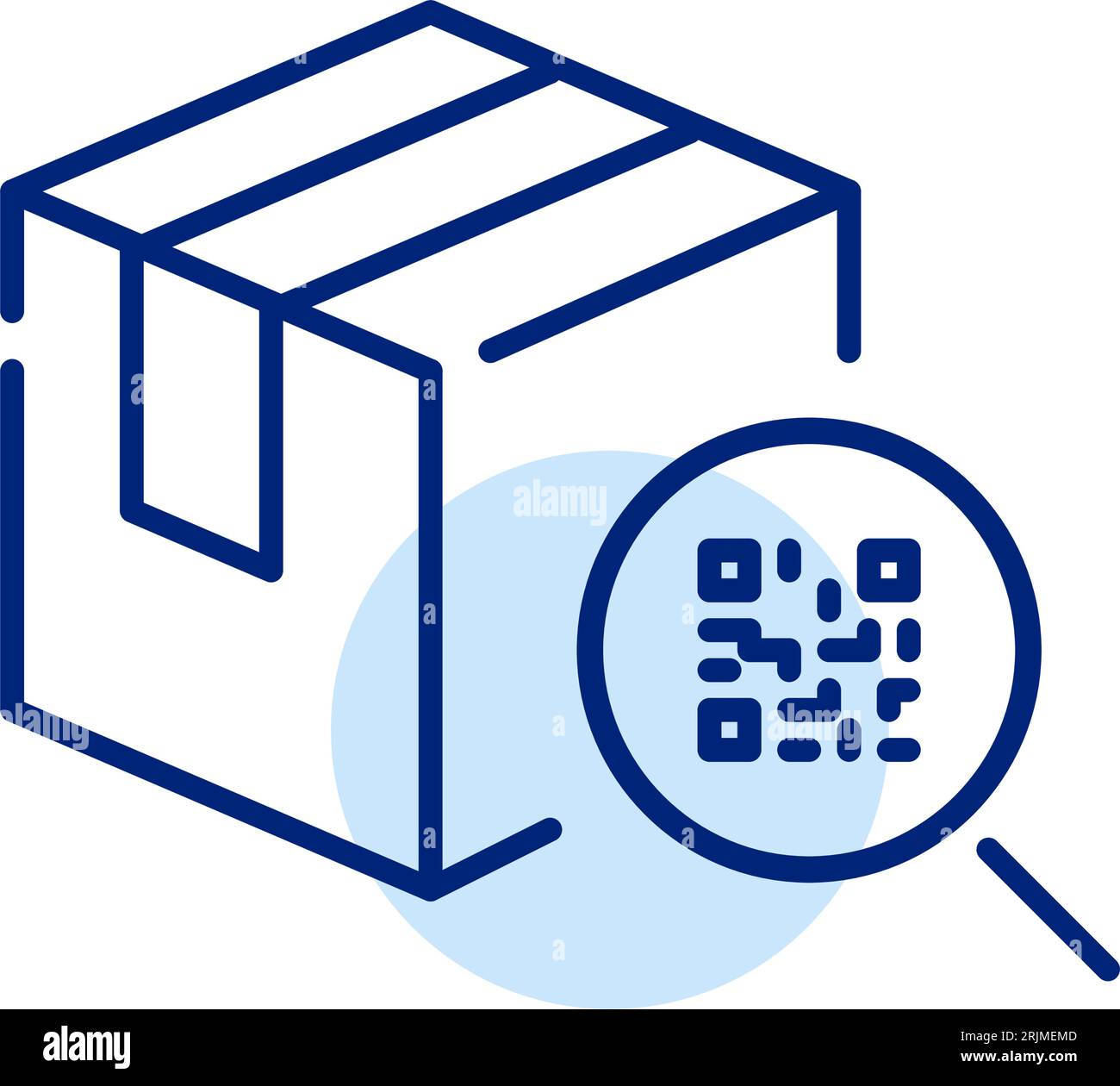 Parcel delivery with qr-code. Scan with magnifying glass. Pixel perfect ...