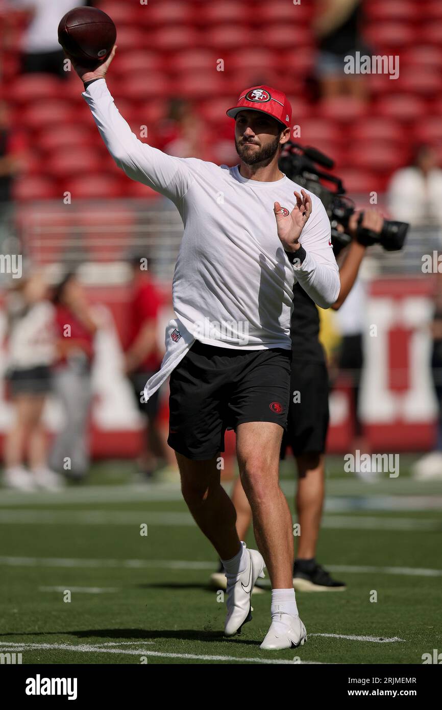 San Francisco 49ers quarterback Brandon Allen (4) warms up during an ...