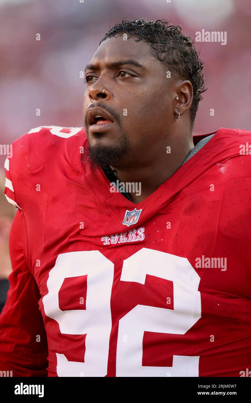 San Francisco 49ers defensive end Kerry Hyder Jr. (92) stands on the ...
