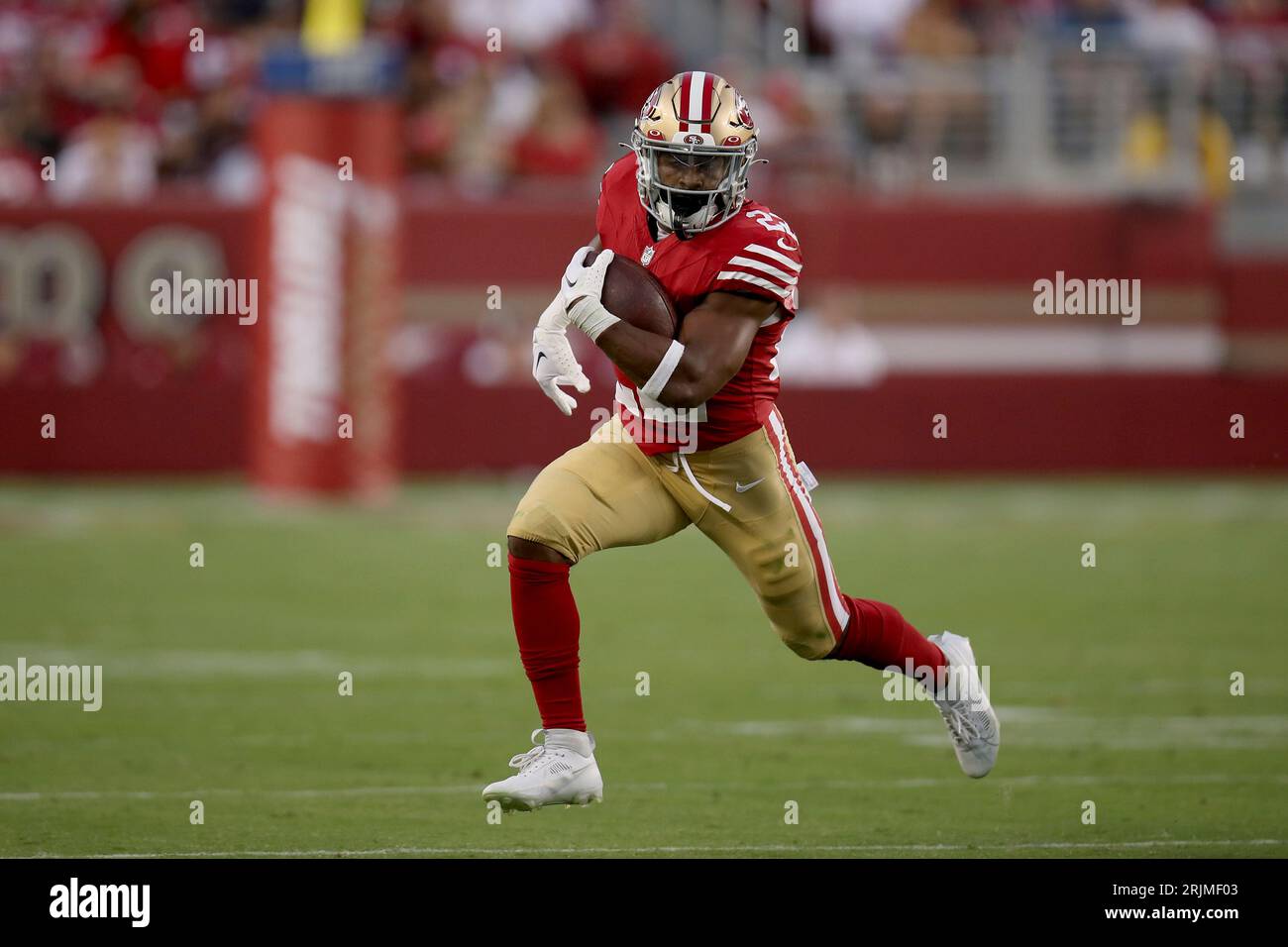 San Francisco 49ers running back Jeremy McNichols (22) runs during an ...
