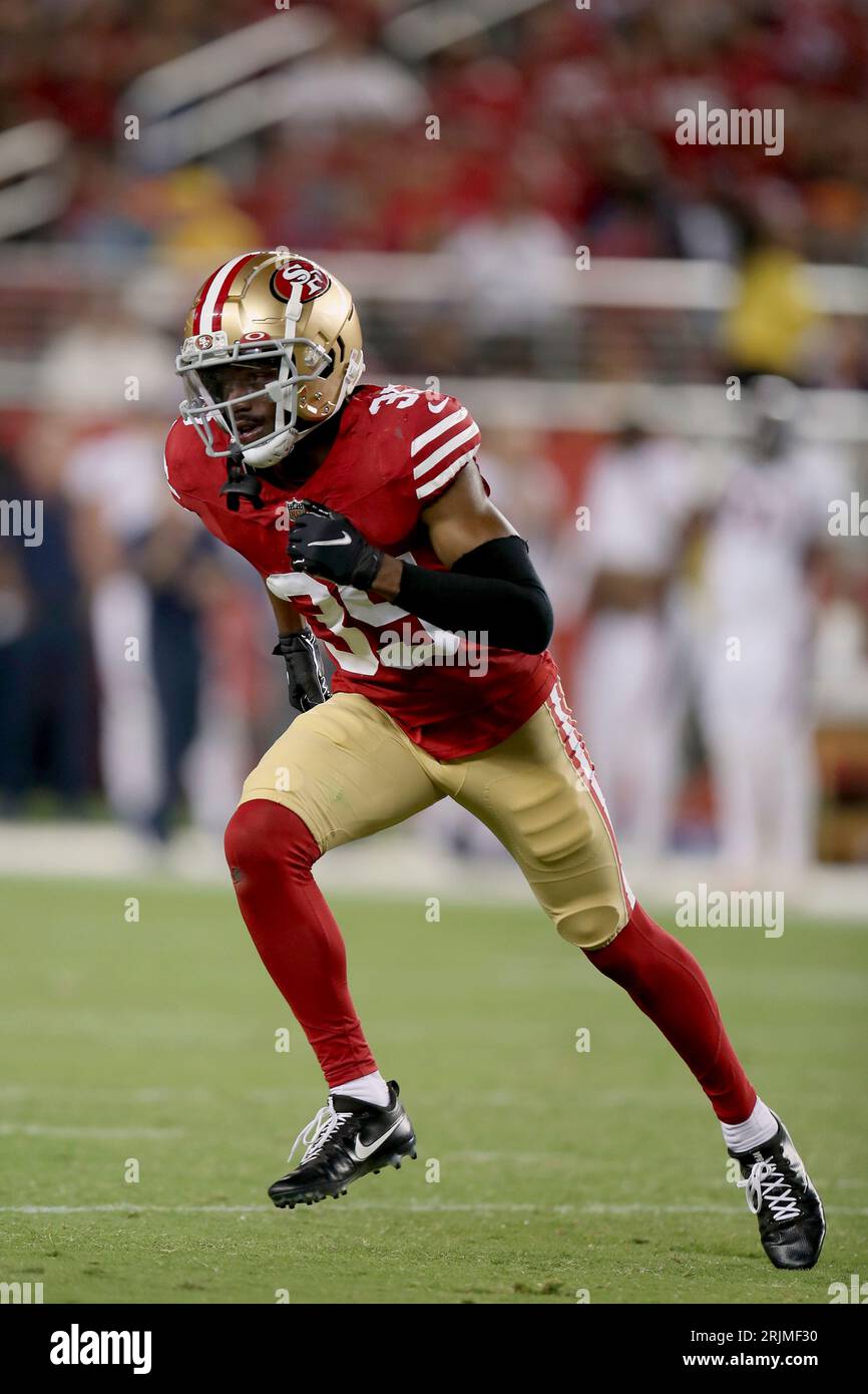 San Francisco 49ers cornerback Tre Swilling (35) runs off the field ...