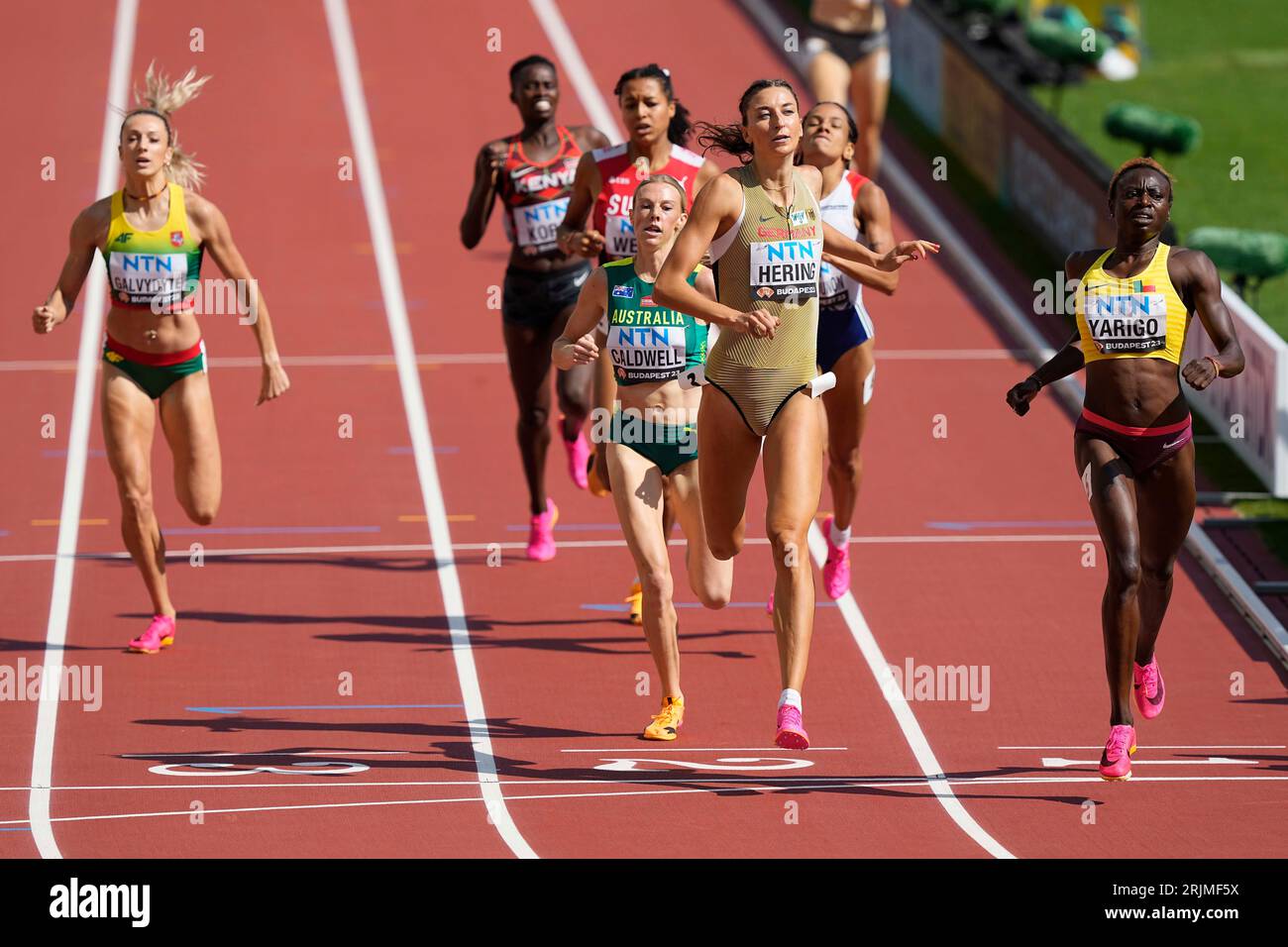 Christina Hering, of Germany, crosses the finish line during Women's ...