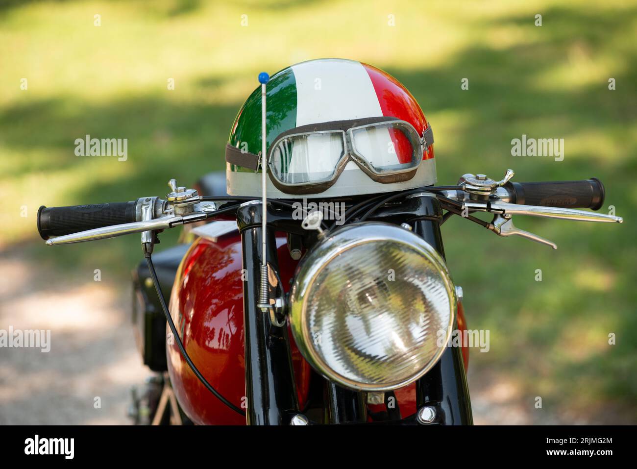 Italy, Lombardy, Meeting of Vintage Motorcycle, Helmet with the Italian ...