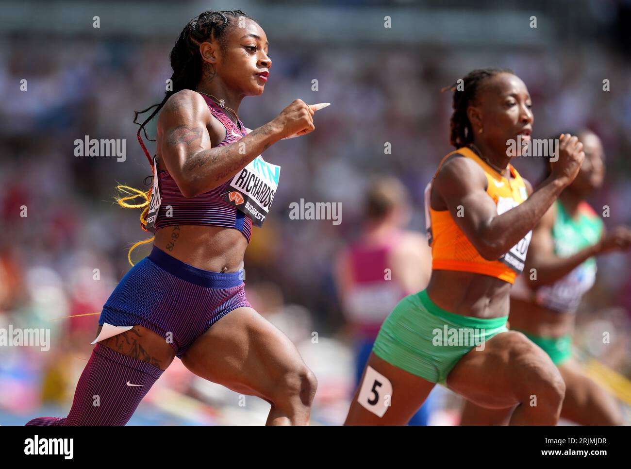 USA's Sha'Carri Richardson during the women's 200m heats on day five of ...