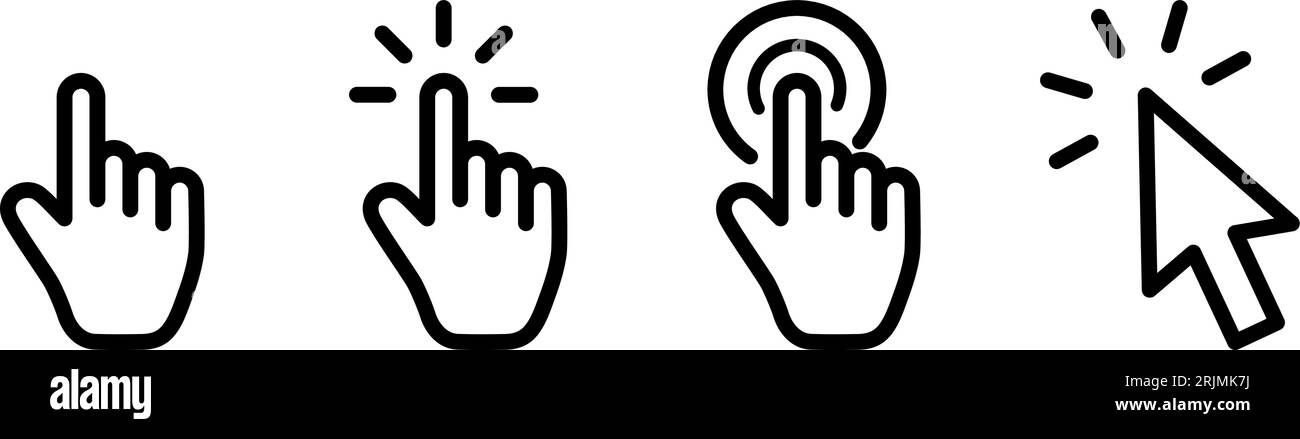 Set of linear icons as hand of clicking pointer cursor Stock Vector Image & Art - Alamy