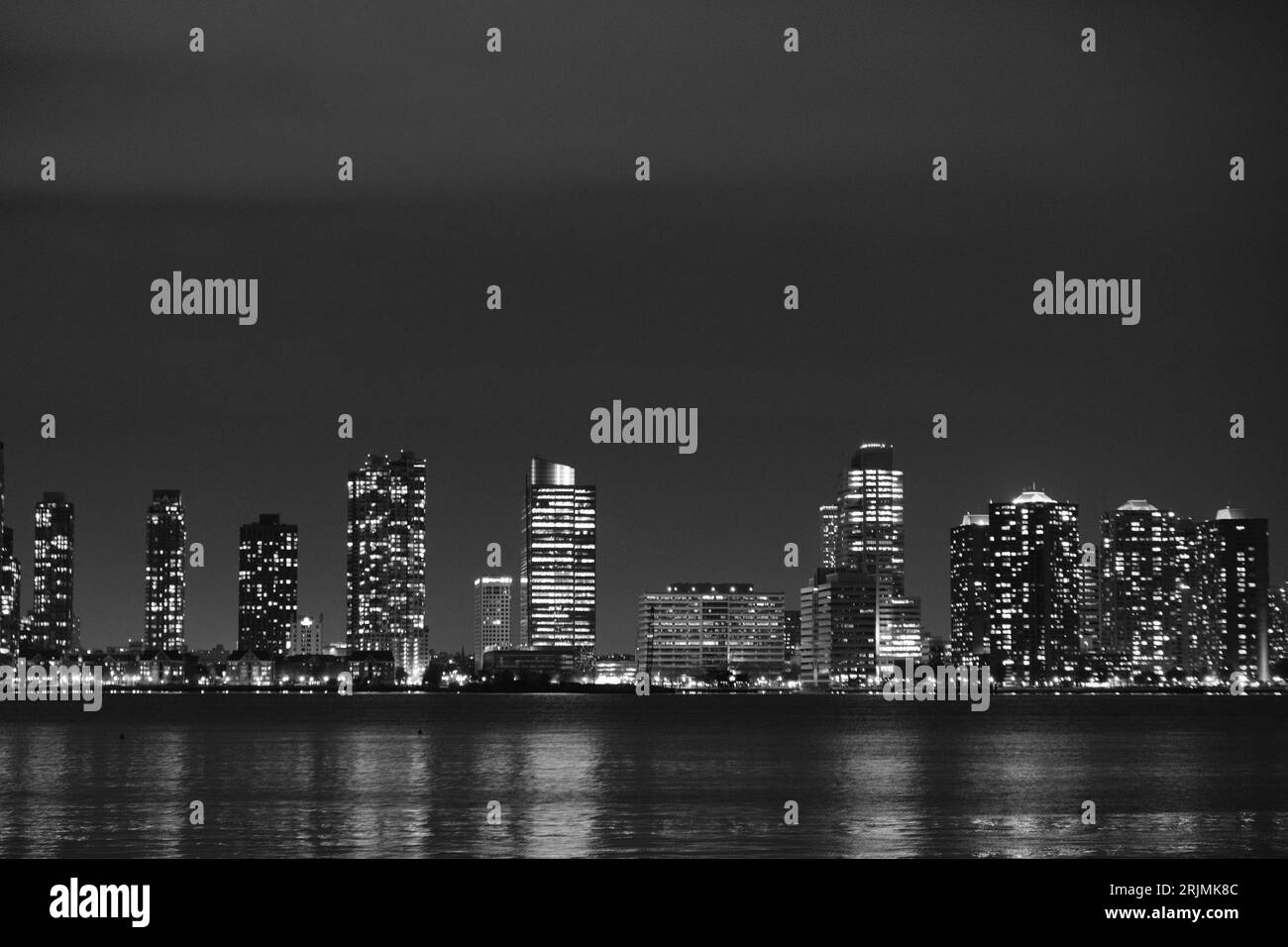 An aerial view of the iconic Chicago skyline at night, taken from the ...
