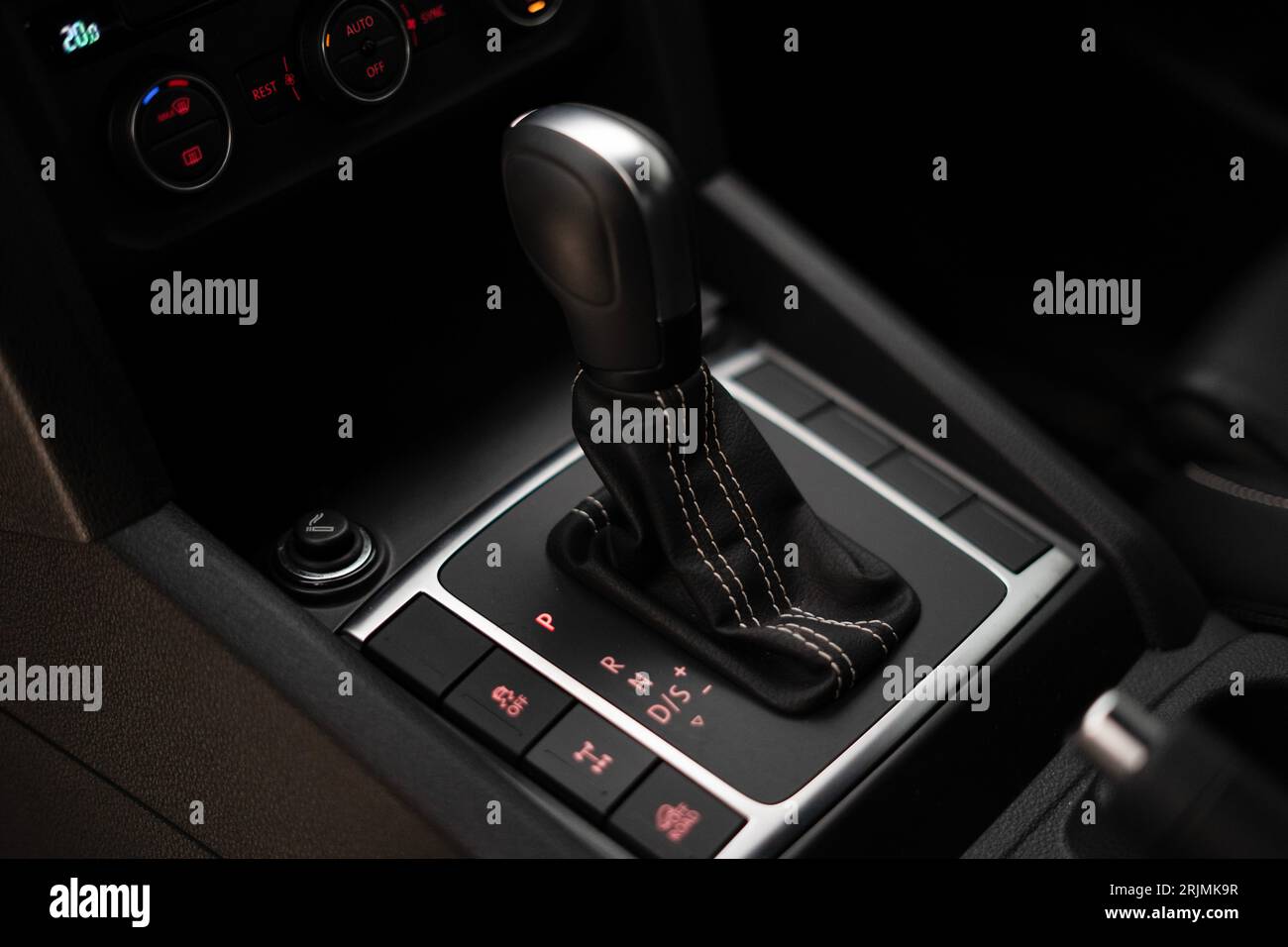 Close-up of the interior of a Volkswagen Amarok, featuring the gear ...