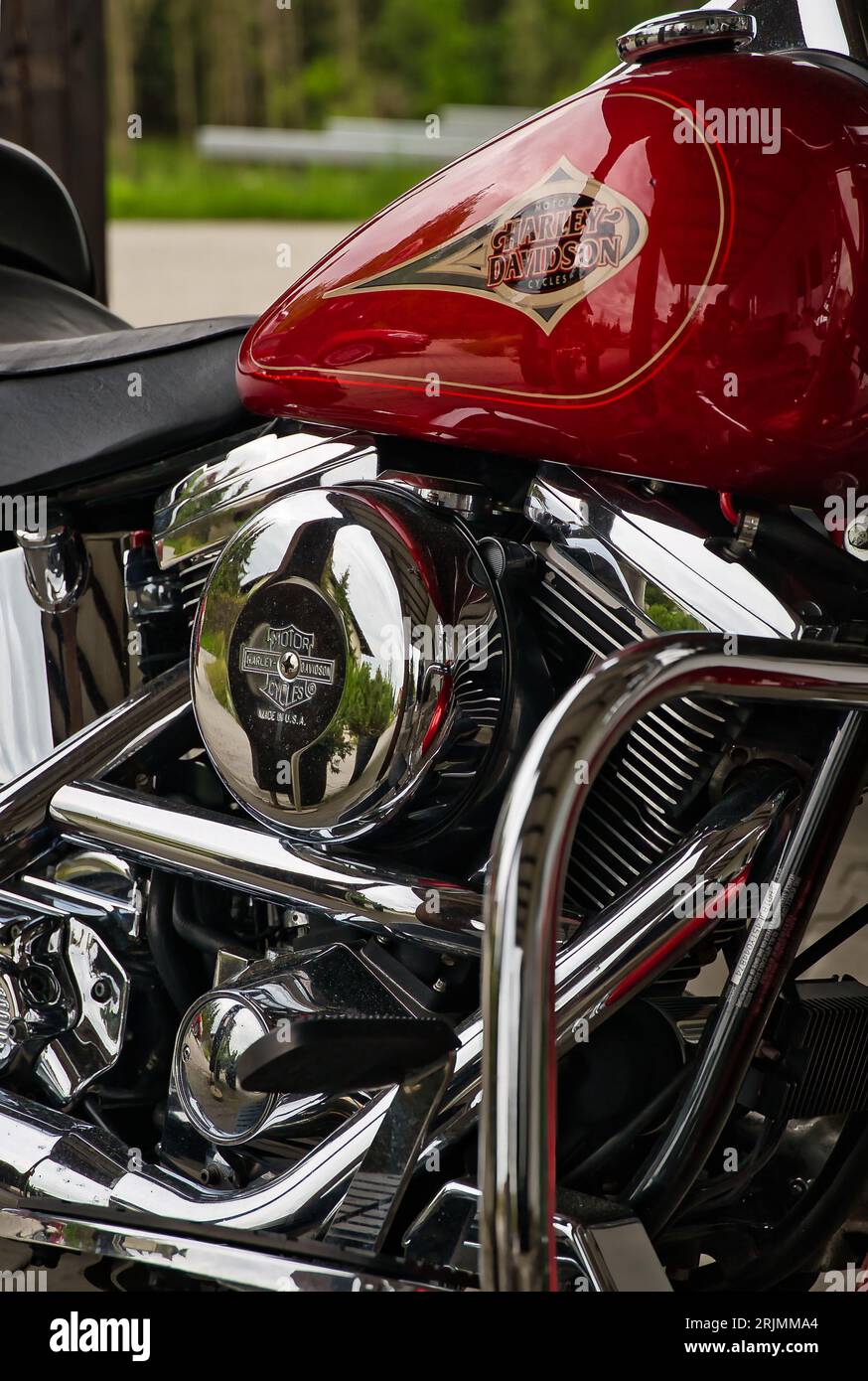 red harley Davidson with many details Stock Photo - Alamy