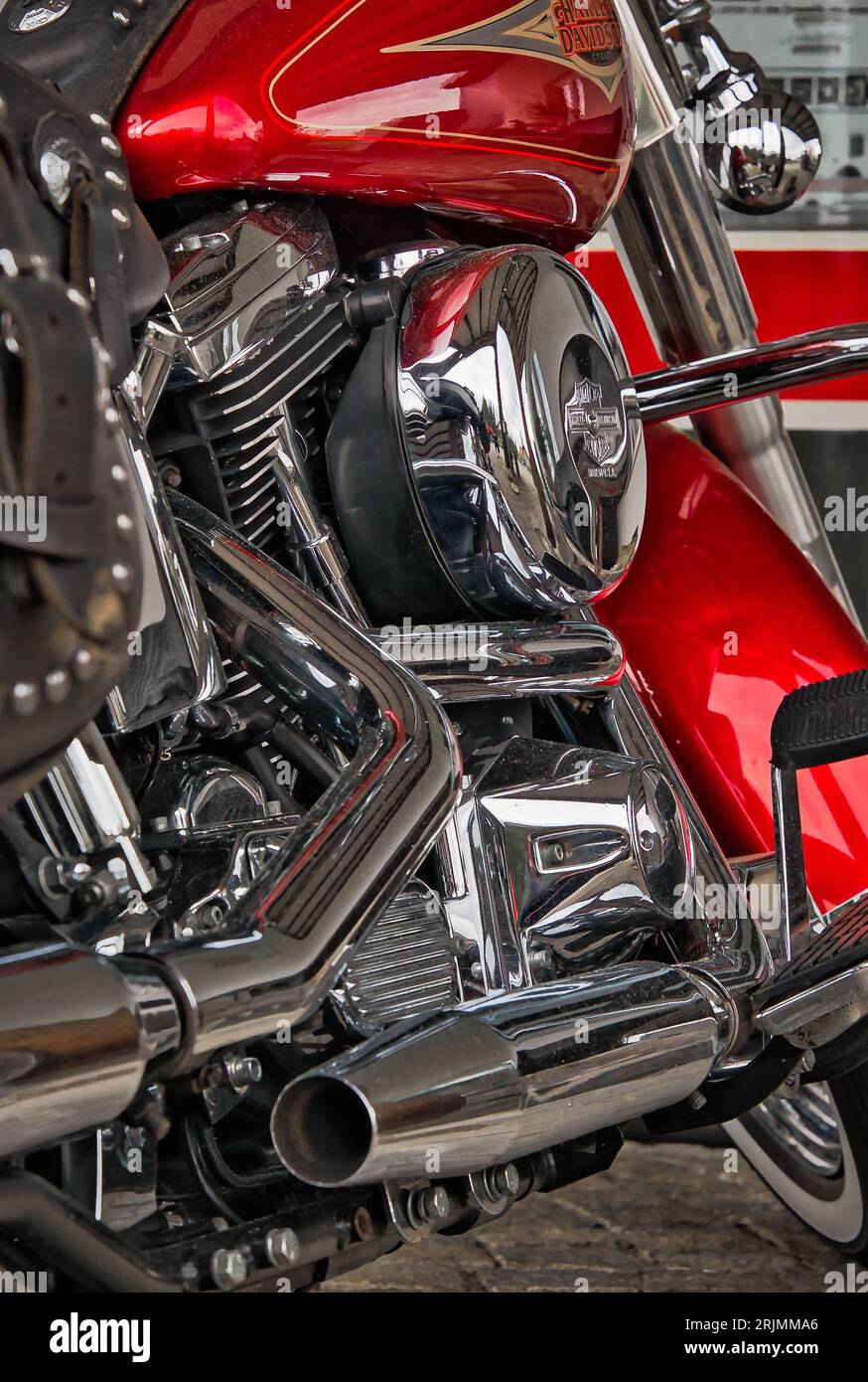 red harley davidson from the near Stock Photo - Alamy