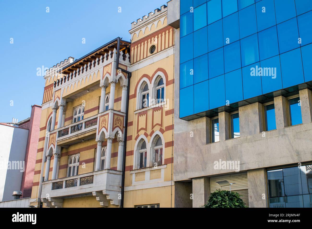 Contrasting architecture in the city of Skopje, North Macedonia ...