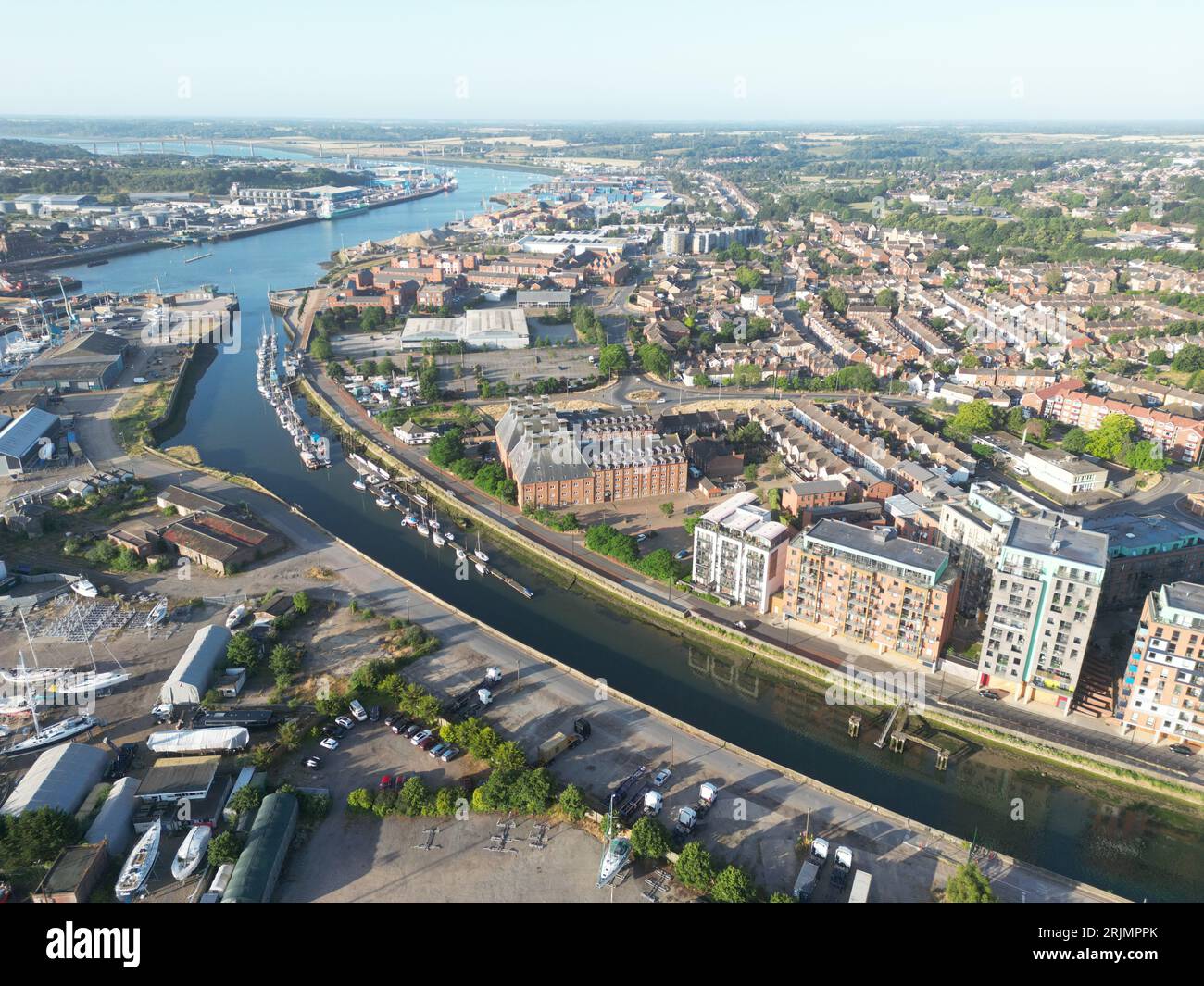 An aerial view of Ipswich marina and waterfront Stock Photo - Alamy