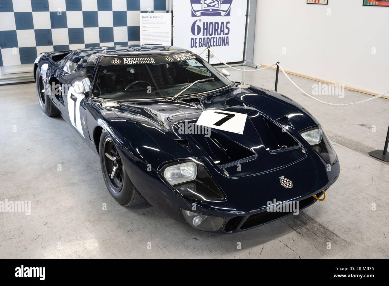 Front view of an original dark blue classic Ford GT40, it is from the ...