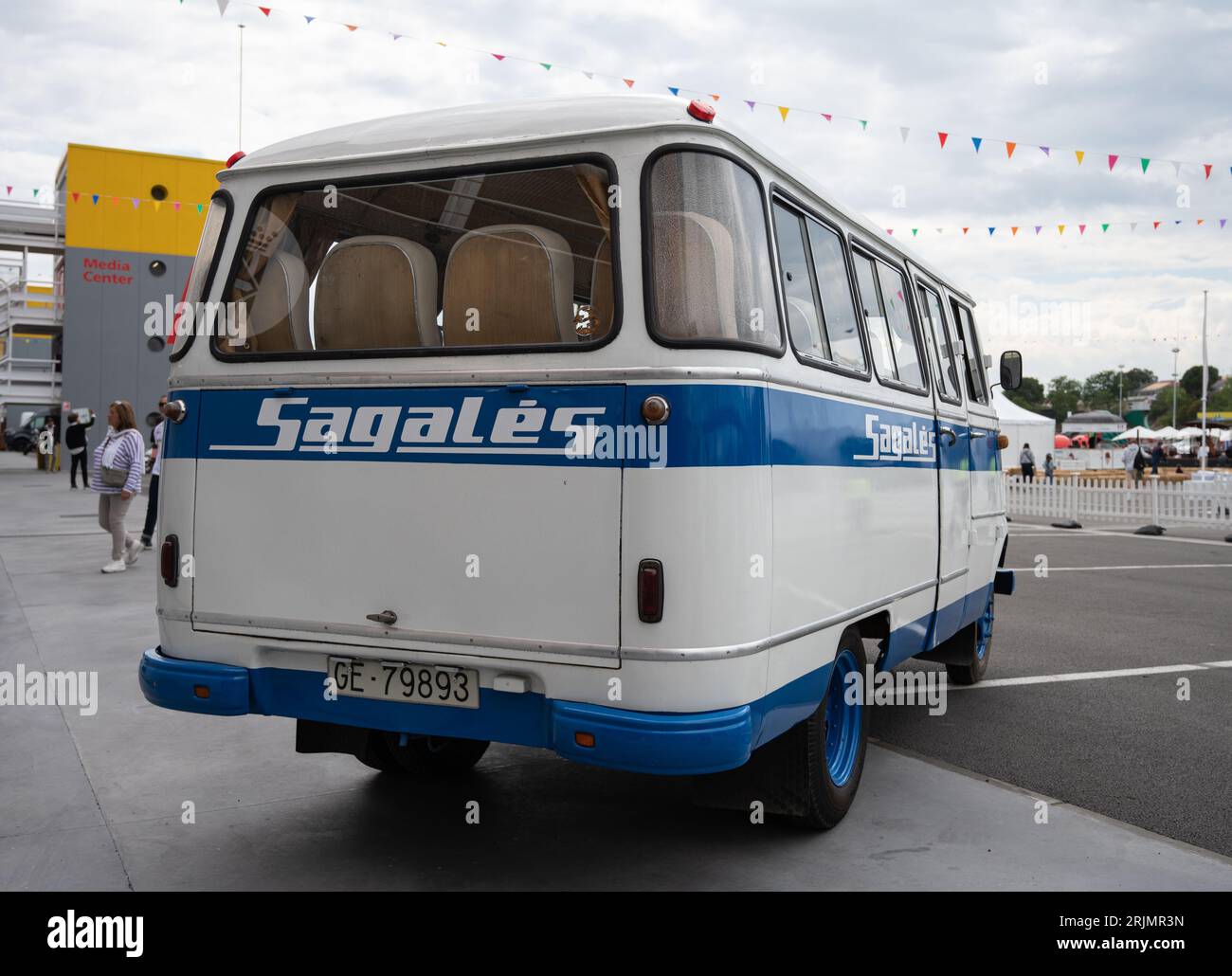 Old minibus mercedes benz model 319 of the Sagales company Stock Photo ...