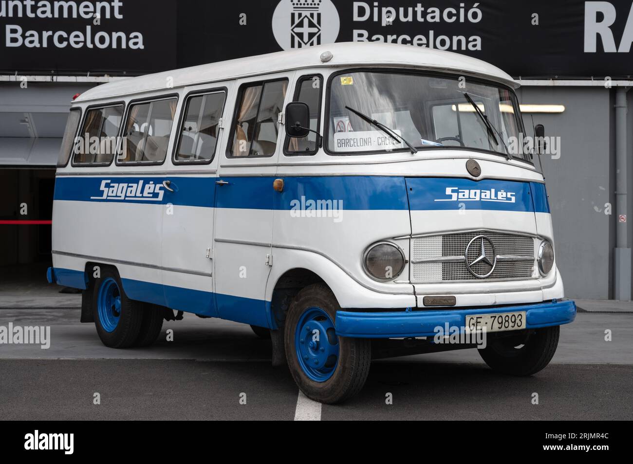Old minibus mercedes benz model 319 of the Sagales company Stock Photo ...
