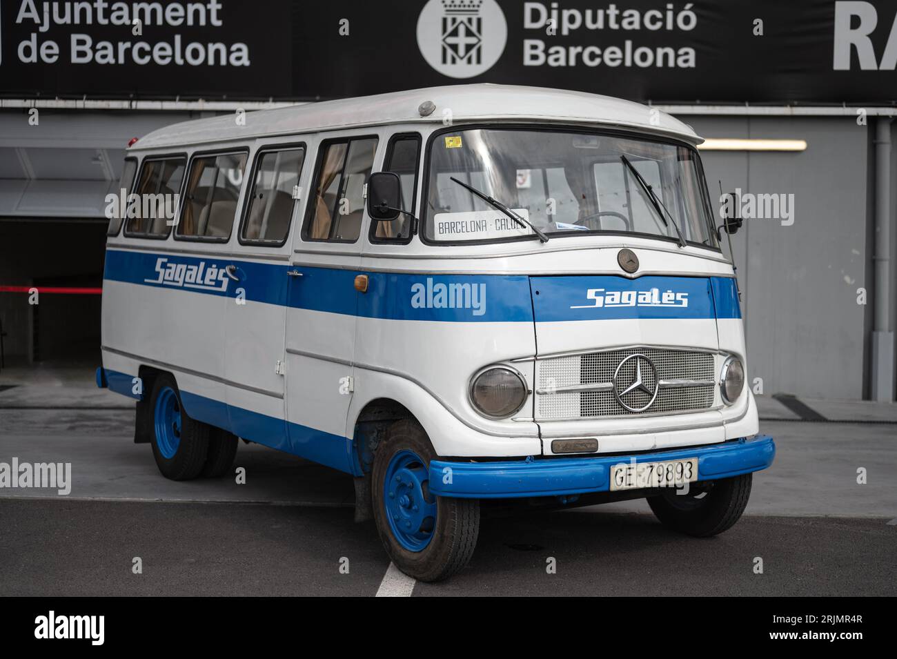 Old minibus mercedes benz model 319 of the Sagales company Stock Photo ...